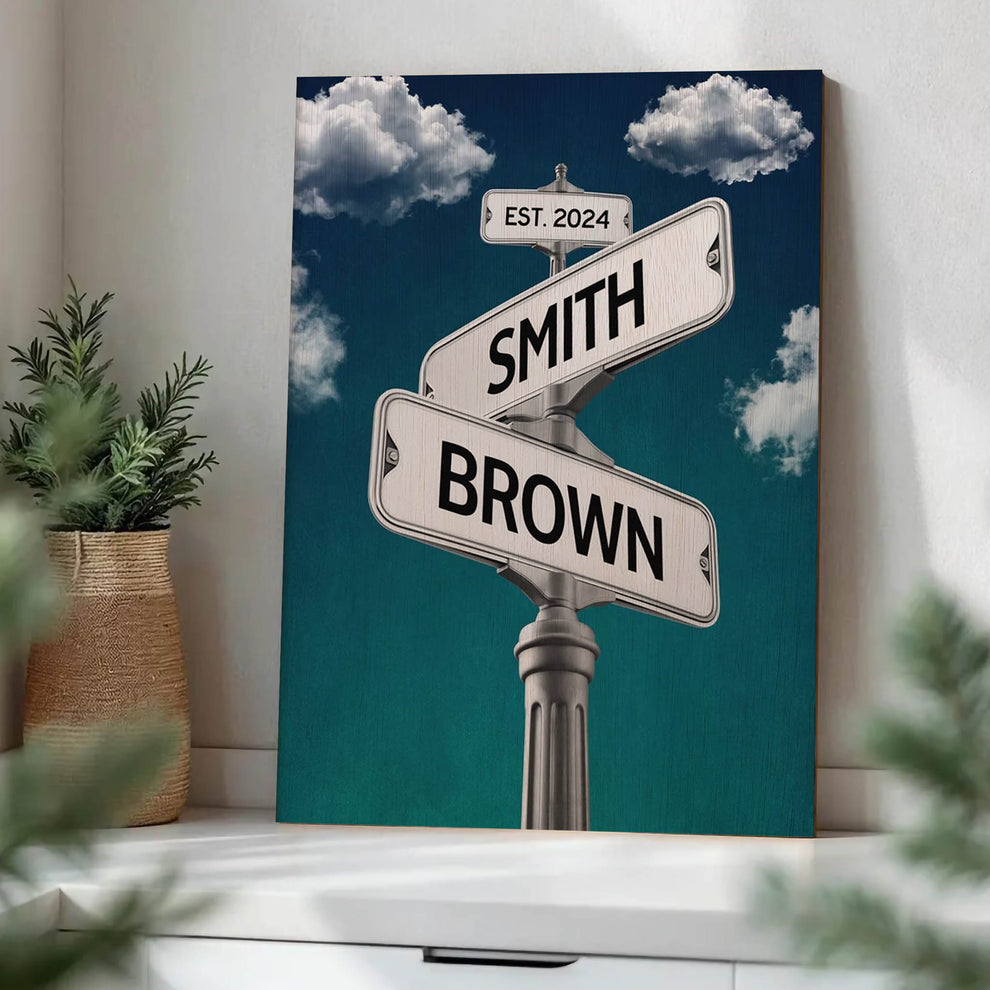 Personalised Street Sign Wood Wall Art Print - Laser Cut Wood Print ...